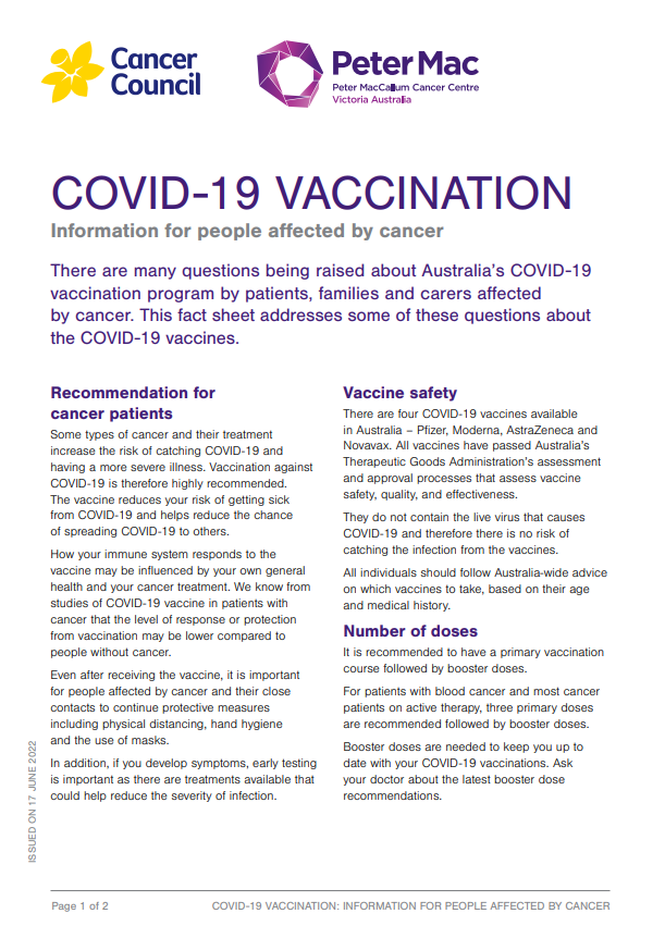 Cancer and COVID-19 for health professionals - Cancer Council Victoria
